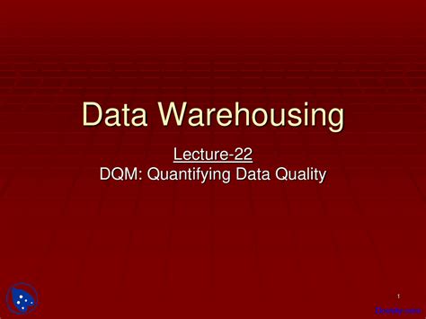 Data Quality Assessment Techniques Data Warehousing Lecture Slides Docsity