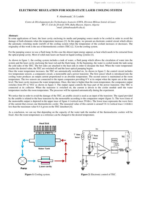 Pdf Electronic Regulation For Solid State Laser Cooling System
