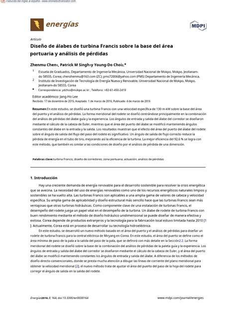 Francis Turbine Blade Design En Es Pdf Física Aplicada E Interdisciplinaria Ciencias Fisicas