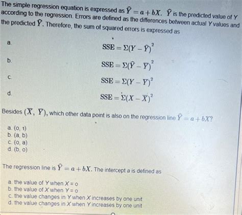 Solved The Simple Regression Equation Is Expressed As Solved The Simple Regression Equation Is Expressed As