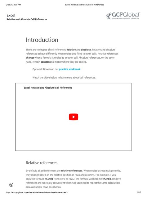 3 Excel Relative And Absolute Cell References Pdf Microsoft Excel Worksheet