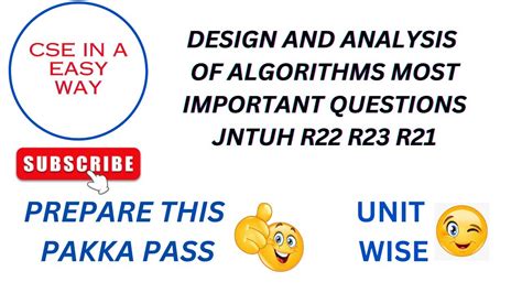 Daa Important Questions Jntuh R22 Unit Wisehow To Pass Design And