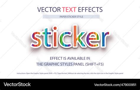 6 Textured Rainbow Text Effects Royalty Free Vector Image