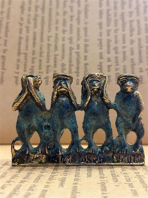 4 Wise Monkeys Miniature Four Wise Monkeys Mystic Apes Buddhist T