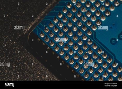 Processor Pins Macro Computer Motherboard Close Up Cpu Pins On A Circuit Board Micro Elements