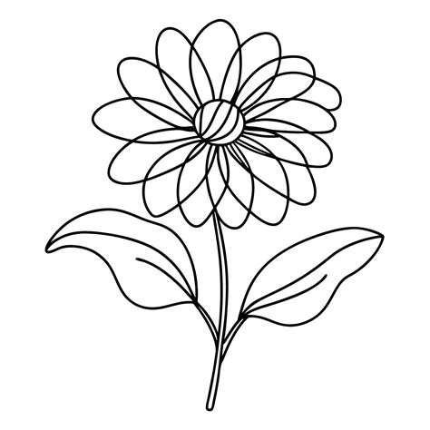 연속 라인 드로잉 꽃 디자인 컬러링 터 일러스트레이션 프리미엄 벡터