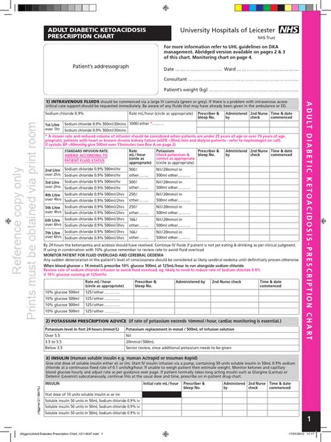 Dka Guideline Prescription Chart Uhl Pdf Clinical Medicine Medical Specialties