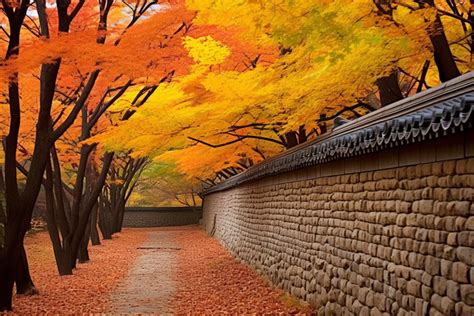 길의 한국쪽에 있는 한국의 가을 단풍 가을 계절 고대 건축 배경 일러스트 및 사진 무료 다운로드 Pngtree