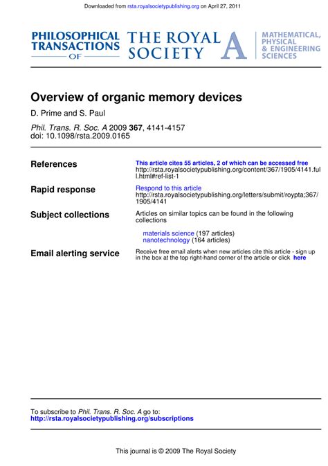 Pdf Overview Of Organic Memory Devices