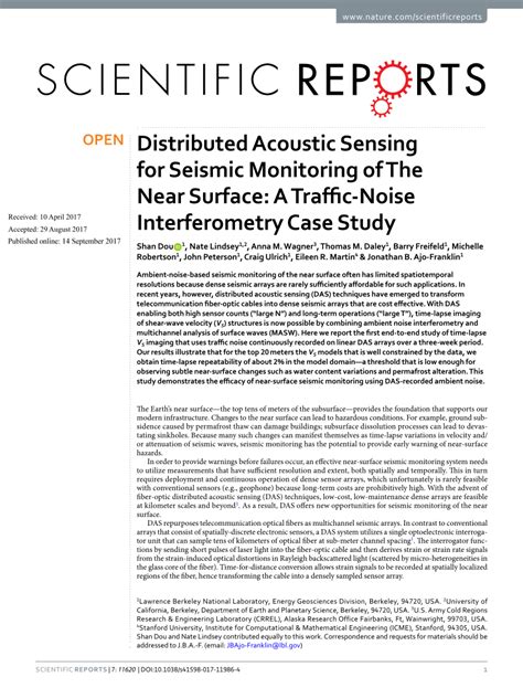 Pdf Distributed Acoustic Sensing For Seismic Monitoring Of The Near Surface A Traffic Noise