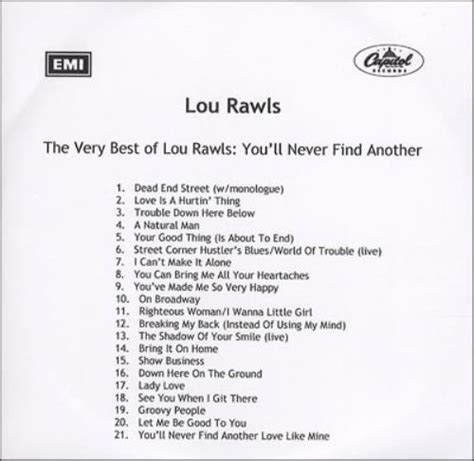 Lou Rawls The Very Best Of Youll Never Find Another Uk Promo Cd R