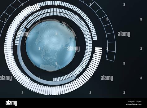 3d Rendering Data And Earth Graphics With HUD Elements Computer