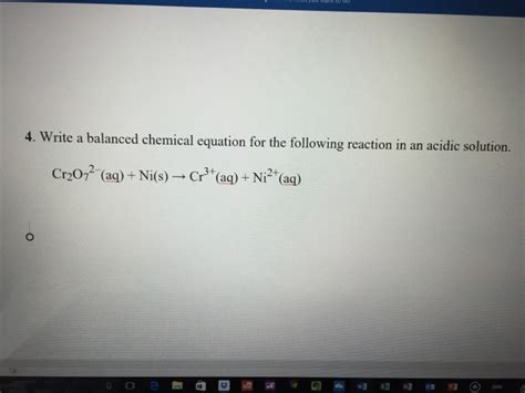 Solved Write A Balanced Chemical Equation For The Following