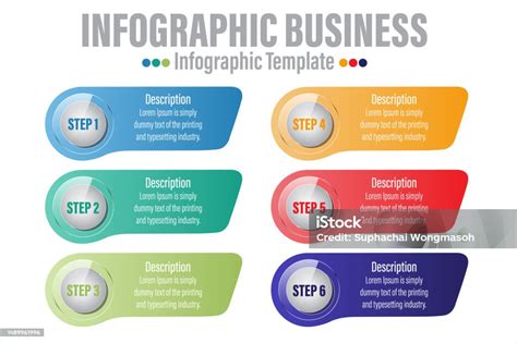 6 단계 6 또는 옵션 6 6 인포 그래픽 디자인 프레젠테이션 배너 워크플로 레이아웃 프로세스 다이어그램 순서도 및 작동 방식에 대한 비즈니스 인포그래픽 개념 0명에 대한