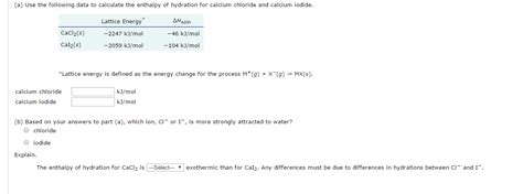 Solved Use The Following Data To Calculate The Enthalpy Of