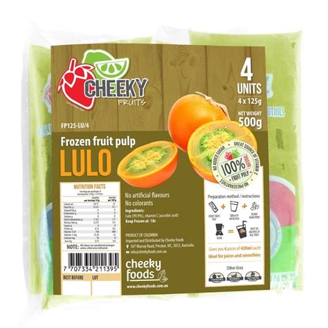 Frozen Lulo Fruit Puree Cheeky Foods Pack Of 4 500gr Pulpa De Lulo
