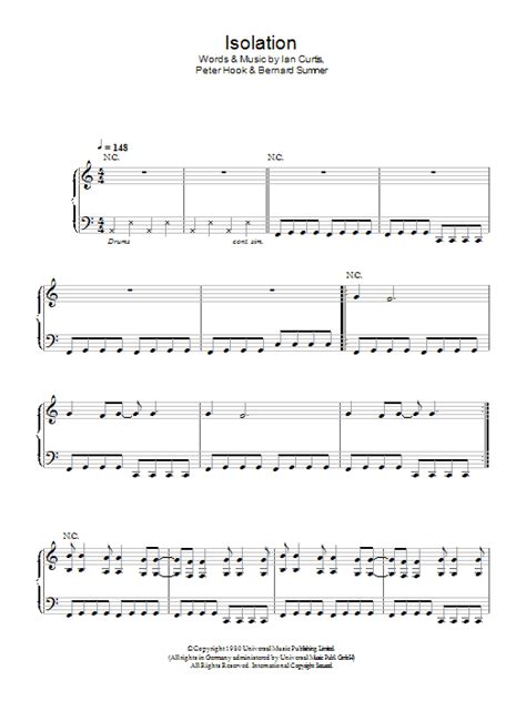 Isolation By Joy Division Sheet Music For Piano Vocal And Guitar Chords
