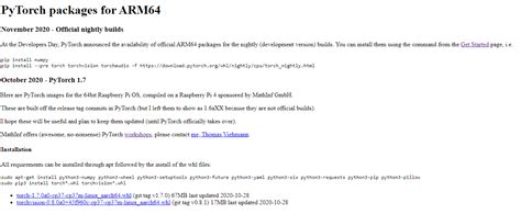 Raspberry Pi PyTorch Installation Notes
