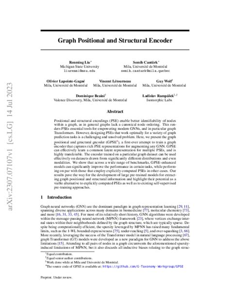 Pdf Graph Positional And Structural Encoder