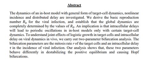 Global Asymptotic Stability And Bifurcation Analysis Of Delay Differential Equations For In Host