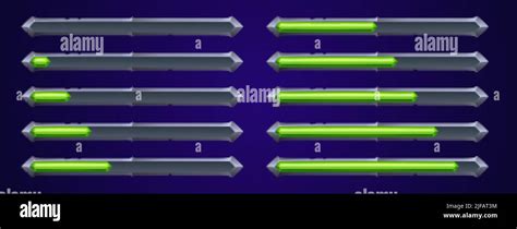 Game Ui Loading Progress Bars Vector Set Cartoon Interface Gui Design Elements Status And