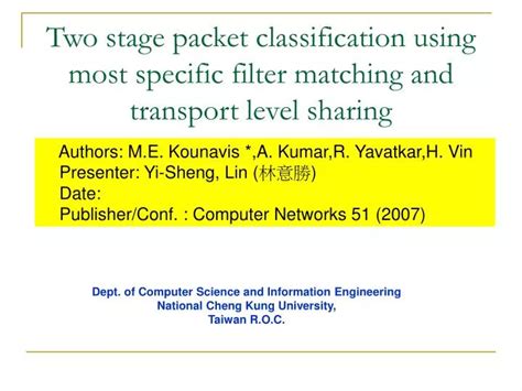 ppt two stage packet classification using most specific filter