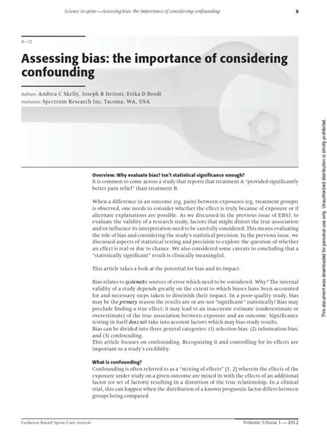 Assessing Bias The Importance Of Considering Confounding Pdf Confounding Bias