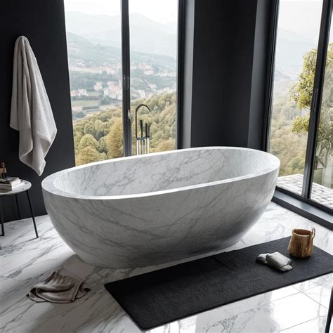 Oval Emperador Light Marble Bathtub Lavace