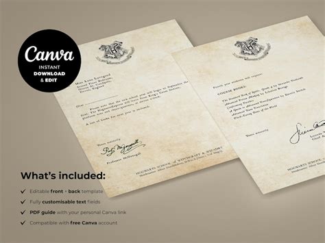 Editable Hogwarts Letter Template Harry Potter Inspired Birthday