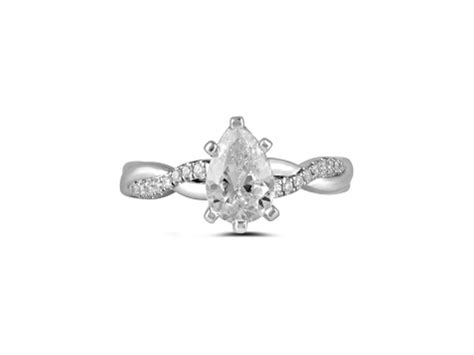Pear Shape White Lab Grown Diamond Ring 14k White Gold 158ctw 14nl3m