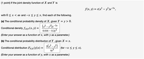 Solved If The Joint Density Function Of 𝑋 X And 𝑌 Y