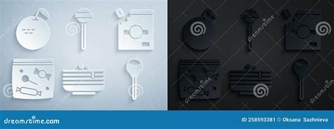 Set Stack Of Pancakes Candy Packaging For Sweets Lollipop And Apple Icon Vector Stock Vector