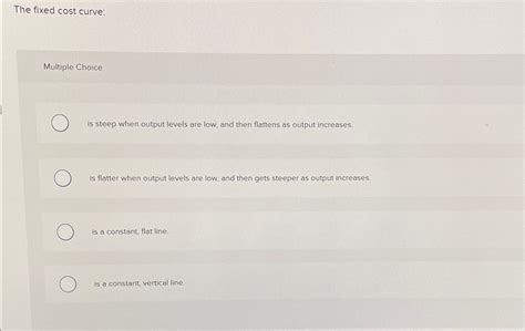Solved The Fixed Cost Curve Multiple Choiceis Steep When