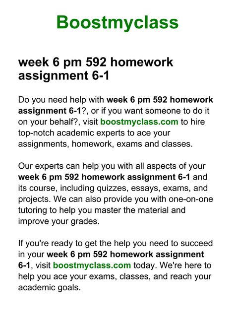 Week 6 Pm 592 Homework Assignment 6 1 By Boost My Class Issuu