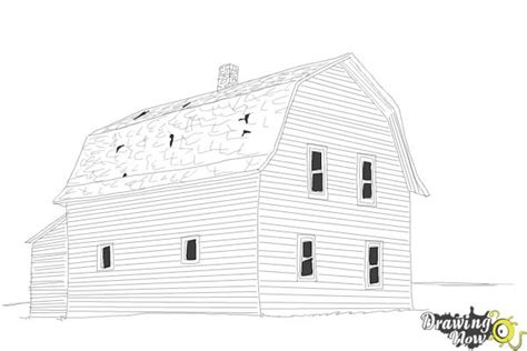 How To Draw A Farmhouse Step By Step