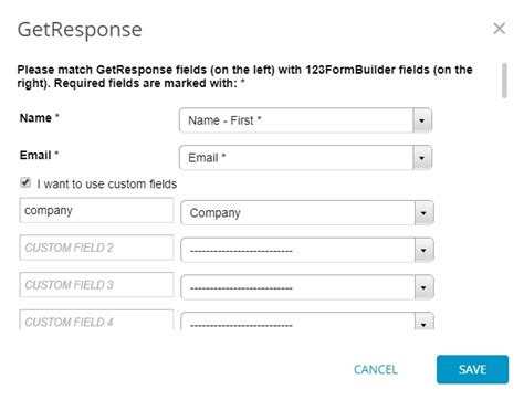 Help How To Integrate GetResponse 123FormBuilder