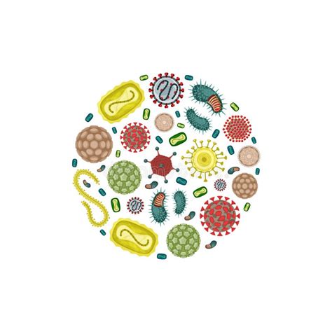 Bacteria Viruses And Germs In Circle Shape Stock Vector Illustration