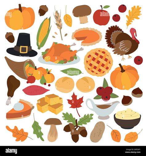 Thanksgiving Holiday Celebration Related Things And Objects Collection