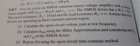 you are given an nmos common source voltage amplifier