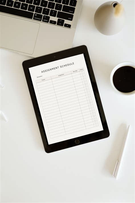 Assignment Schedule University Planner Homework Instant Download