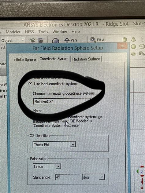 In Hfss How To Relocate The Radiation Pattern From Global Coordinate