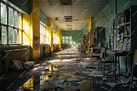 Premium Ai Image A Corridor Of A School In The Chernobyl Area