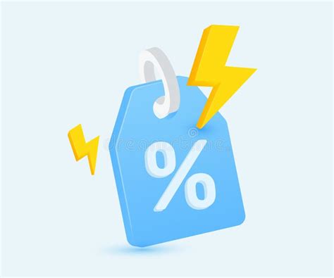 3d Icon Thunder Bolt Icons Price Tag Sales New Idea Concept Vector