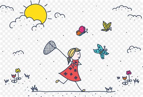彩绘女孩捕捉蝴蝶png图片素材下载图片编号qlvgnrar 免抠素材网