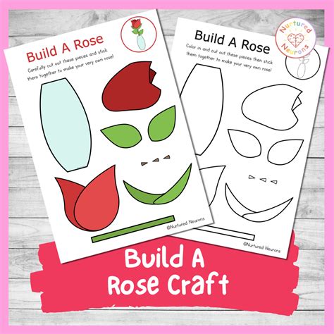 Build A Rose Craft Printable Valentines Day Activity Nurtured