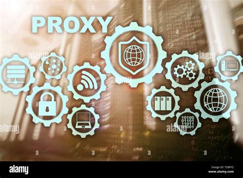 Proxy Server Cyber Security Concept Of Network Security On Virtual Screen Server Room