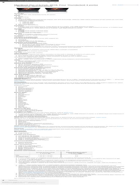 Macbook Pro 13 Inch 2016 Four Thunderbolt 3 Ports Technical