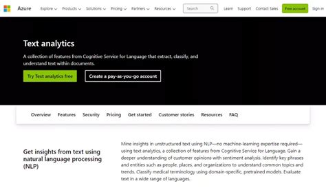 Microsoft Azure Text Analytics — Ai Tools Catalog