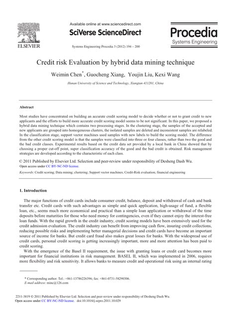 Pdf Credit Risk Evaluation By Hybrid Data Mining Technique