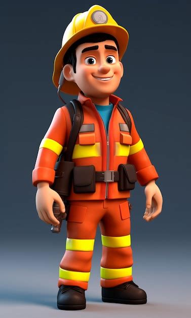 Premium Ai Image 3d Model Of A Firefighter Character